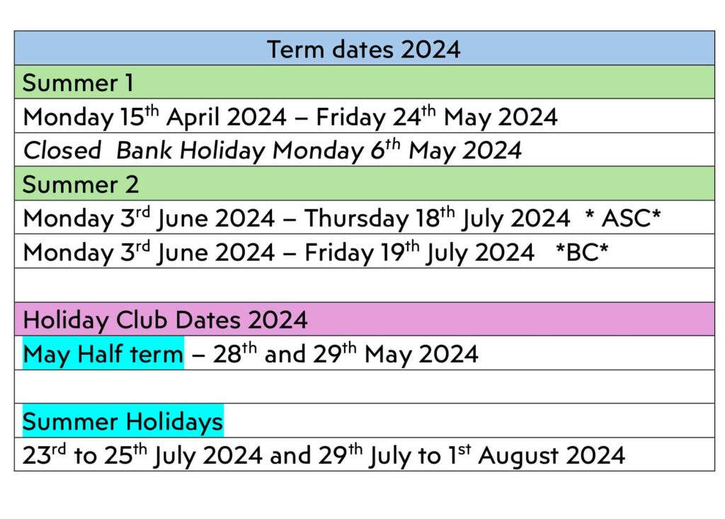 WASPS Calendar - check our dates and opening times here